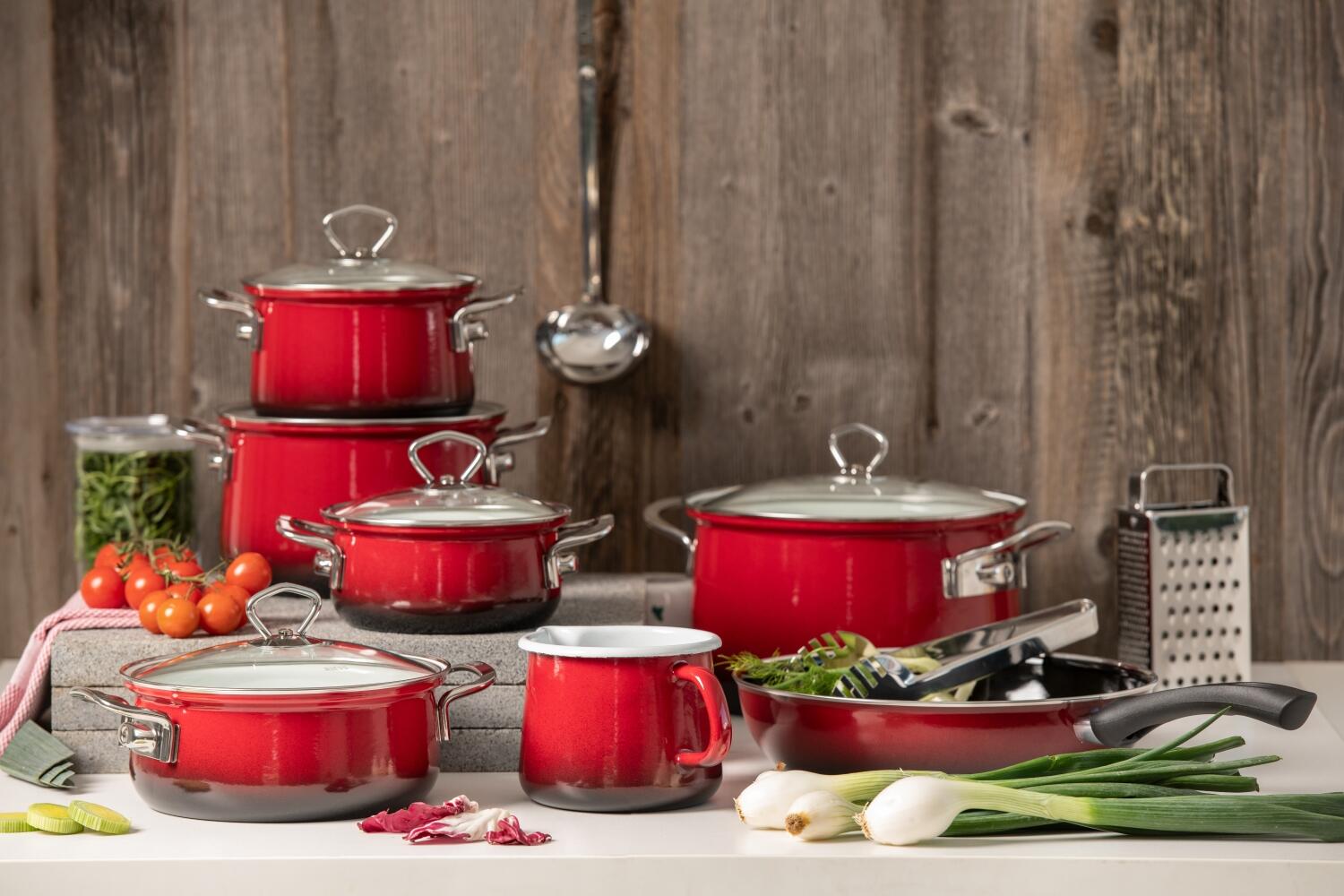 Riess Geschirr-Set aus Emaille, 3-tlg. in brombeer KochForm