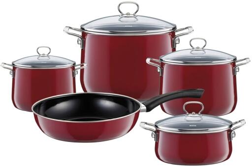 Riess Geschirr-Set aus Emaille, 5-tlg. in rosso bei KochForm