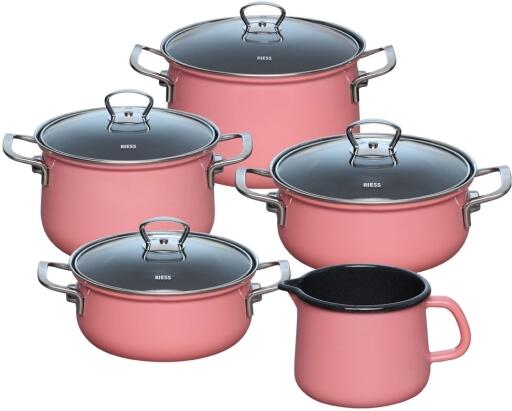 Riess Topf-Set aus Emaille klein, 5-tlg. in pink KochForm