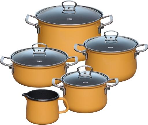 Riess Topf-Set aus Emaille, 5-tlg. in orange bei KochForm