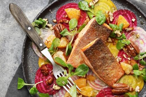 Gebratener Saibling mit Bete Carpaccio bei KochForm